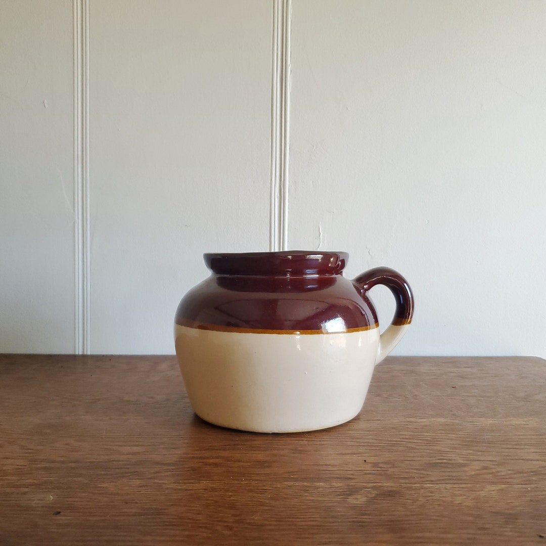 Two-tone Stoneware Bean Pot Dipped Poo Bear Honey Pot classic Primitive ...