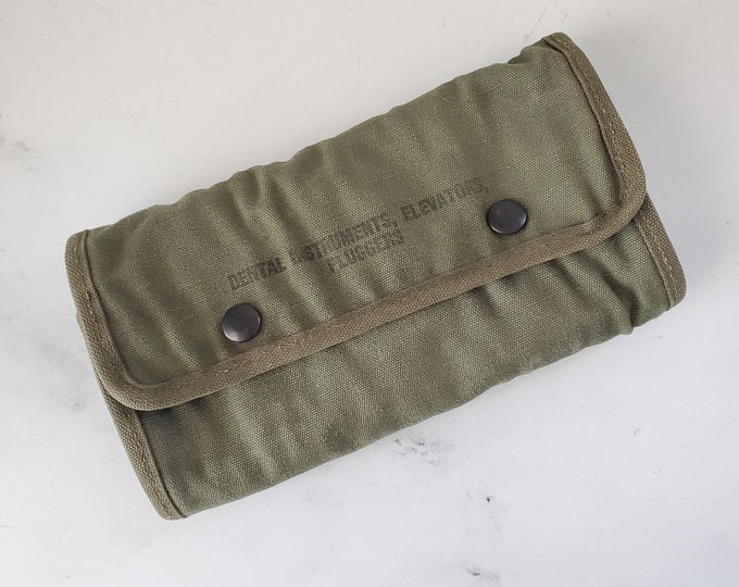 Vtg Fold-up Brush or Tool Case - Green Canvas - Screenprinted Tool ...