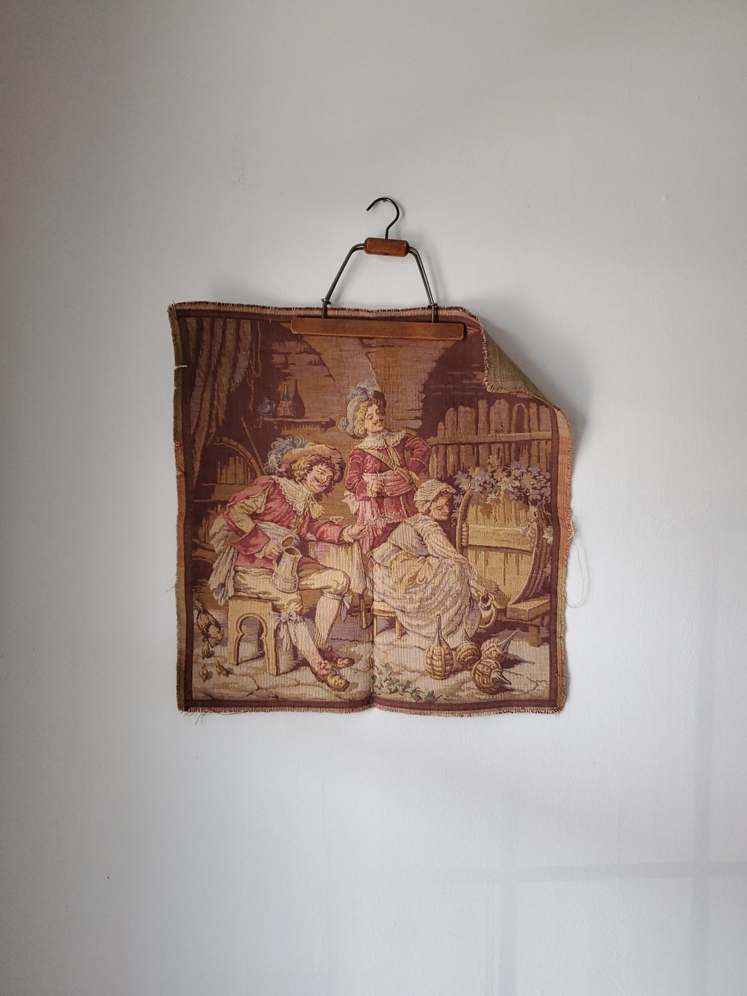 Vintage Belgian Tavern Scene Tapestry: 1950s European Wall Art - Etsy