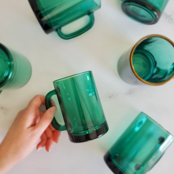 Emerald Green Glass Mug - Etsy