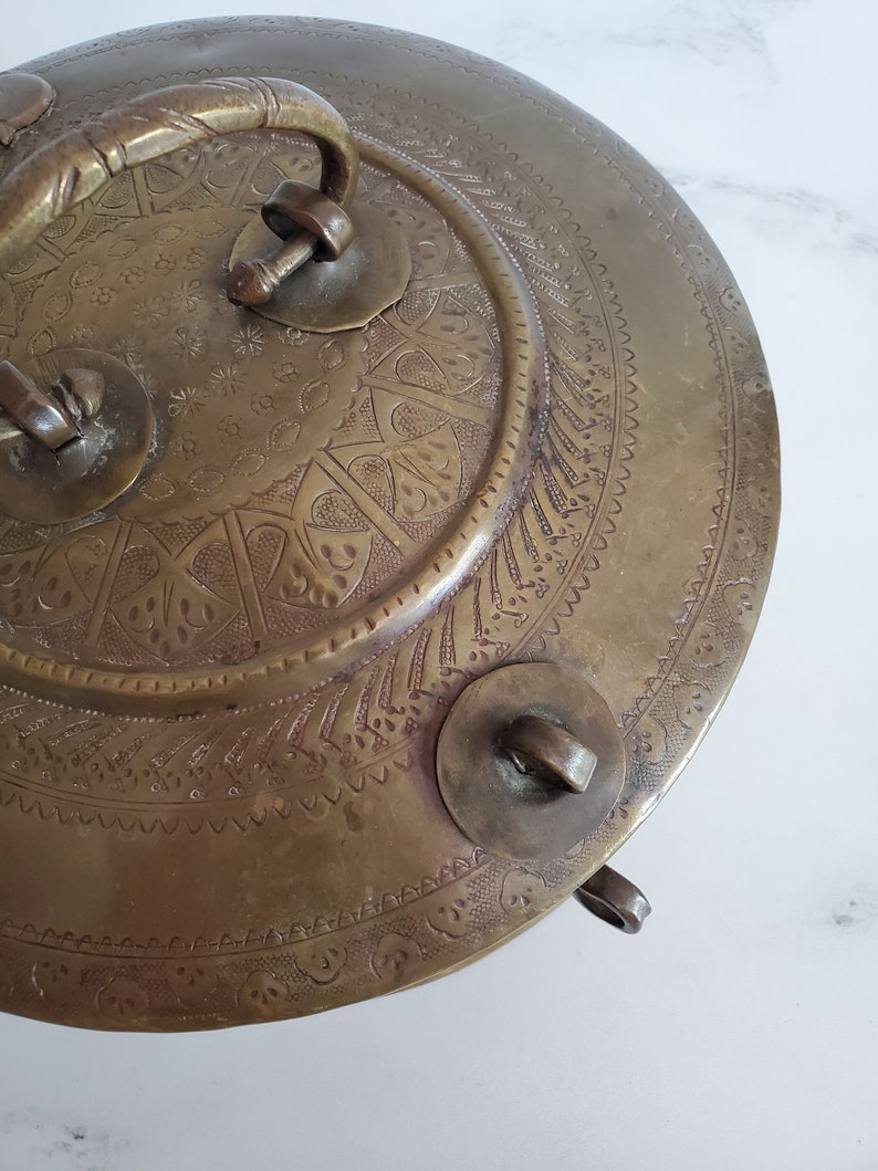 Antique Indian Brass Chapati Bread Box Ornate Embossing - Etsy