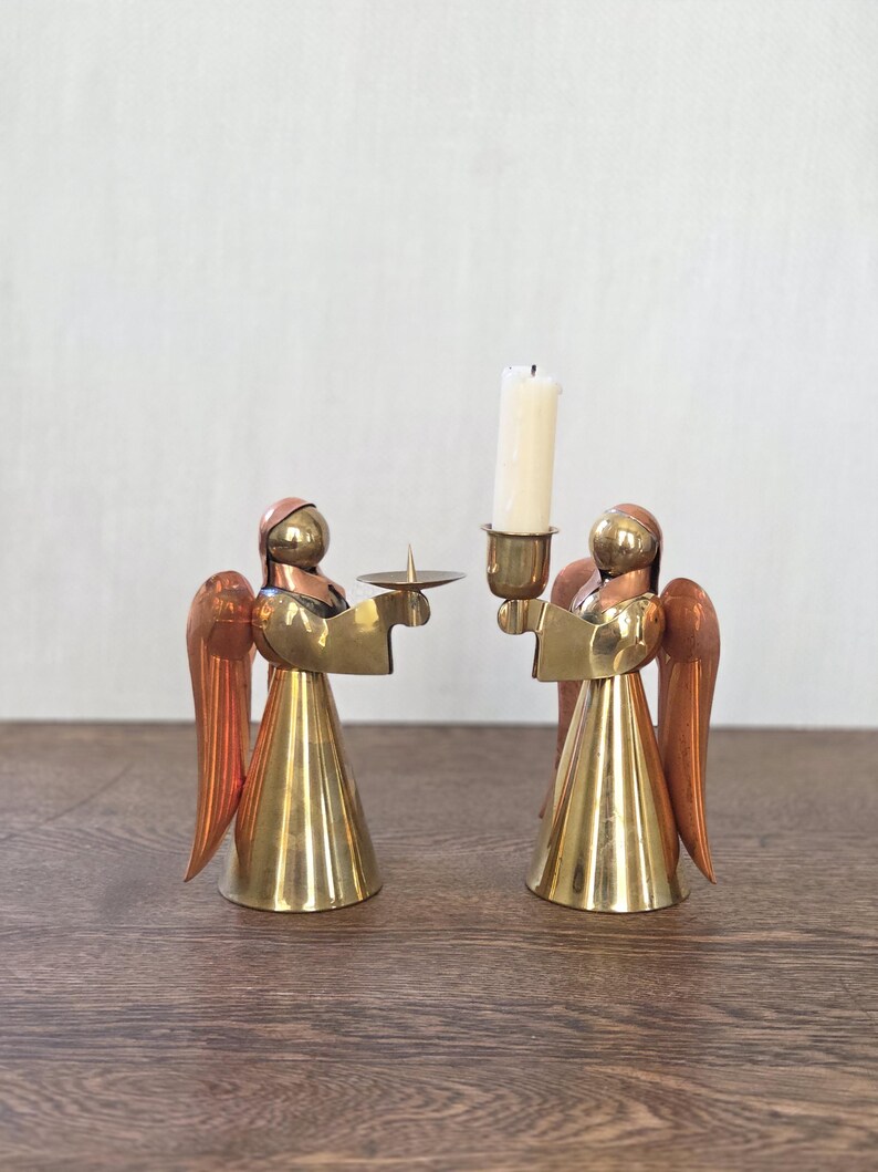 Brass + Copper Angel Candle Holders : Retro Christmas Decor - Etsy