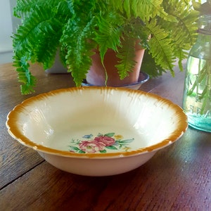 1950s Homer Laughlin Orange Rimmed Serving Bowl Round, Floral Pattern ...