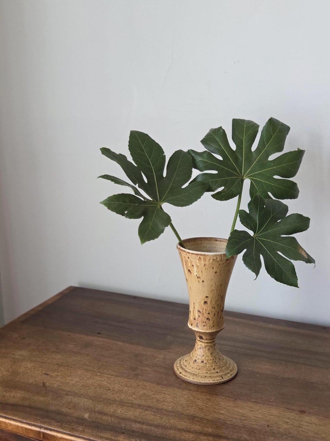 Speckled Tan Studio Pottery Goblet Vase: Handmade Pottery, Pedestal ...