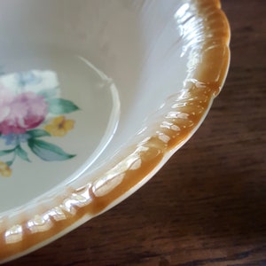 1950s Homer Laughlin Orange Rimmed Serving Bowl Round, Floral Pattern ...