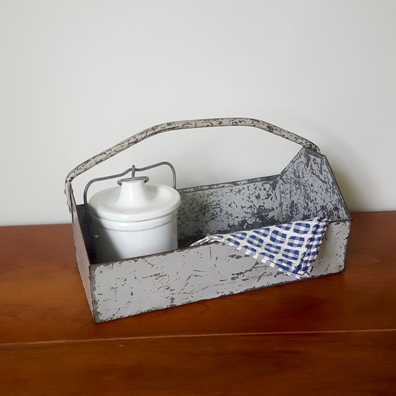 Chippy Galvanized Steel Tool Caddy Vintage Metal Tool Box - Etsy