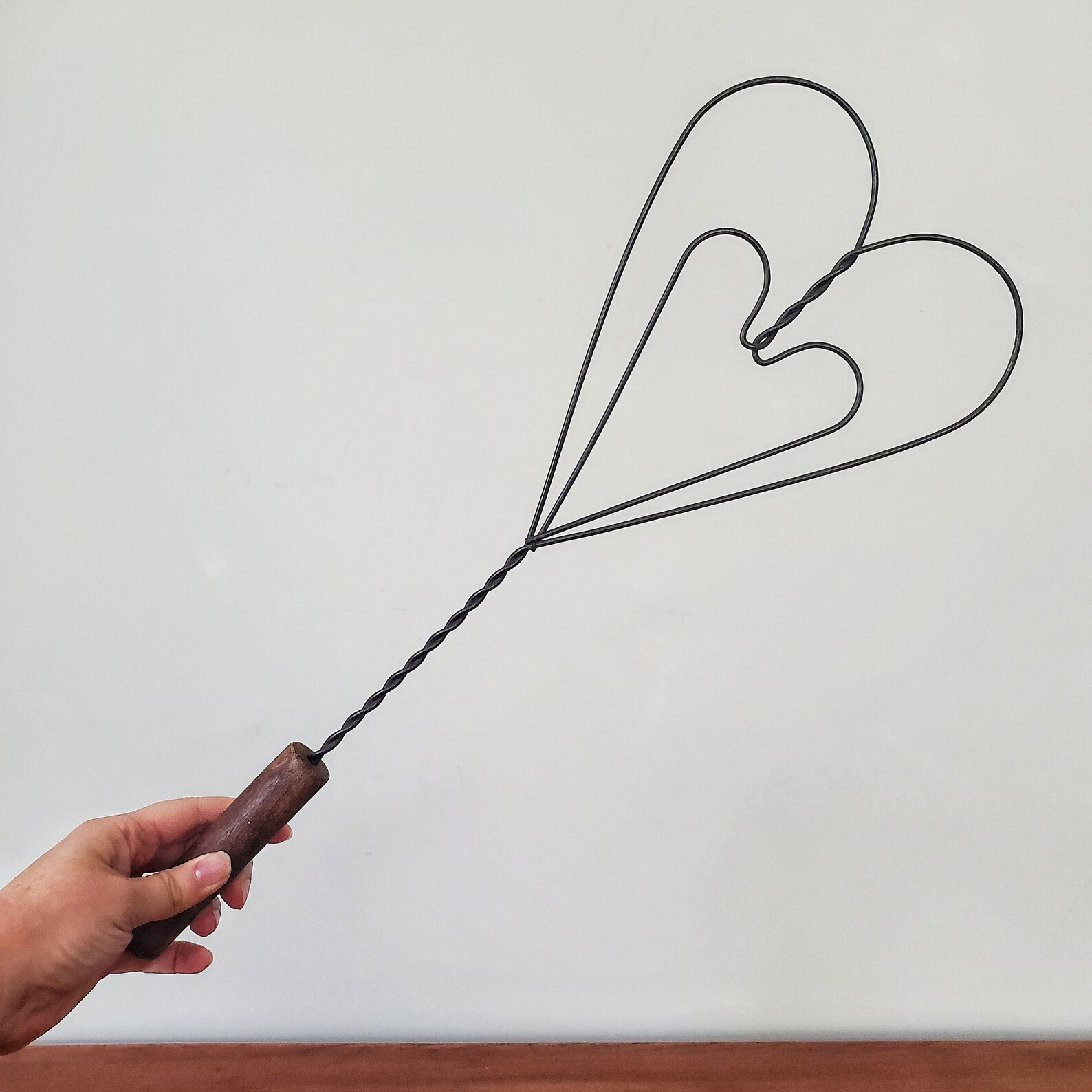 Heart shaped rug beater primitive design wood handle matte | Etsy