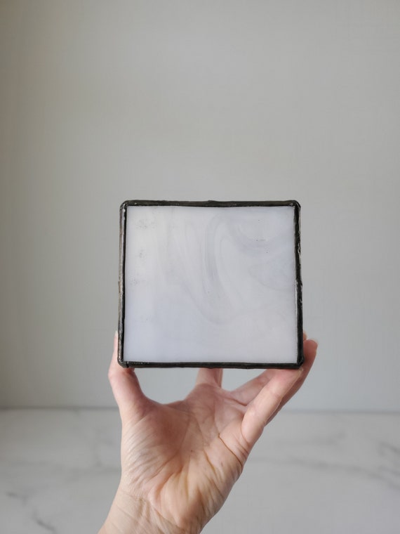 1975 Handmade Blue and White Stained Glass Box - Sign… - Gem