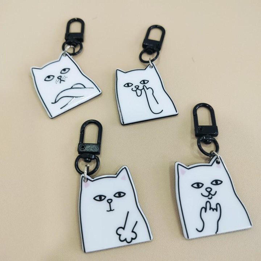 Funny Cat Keychains, Cute Middle Finger Cat Keychain, Quirky Cat Lover ...