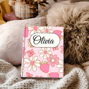 Personalized Strawberry & Flowers Journal| Pink Notebook| Custom Friend ...