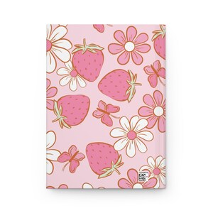 Personalized Strawberry & Flowers Journal| Pink Notebook| Custom Friend ...