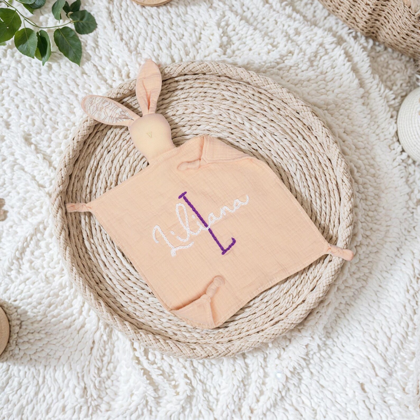 Personalized Embroidered Baby Comforter, Custom Baby Bunny Lovey ...