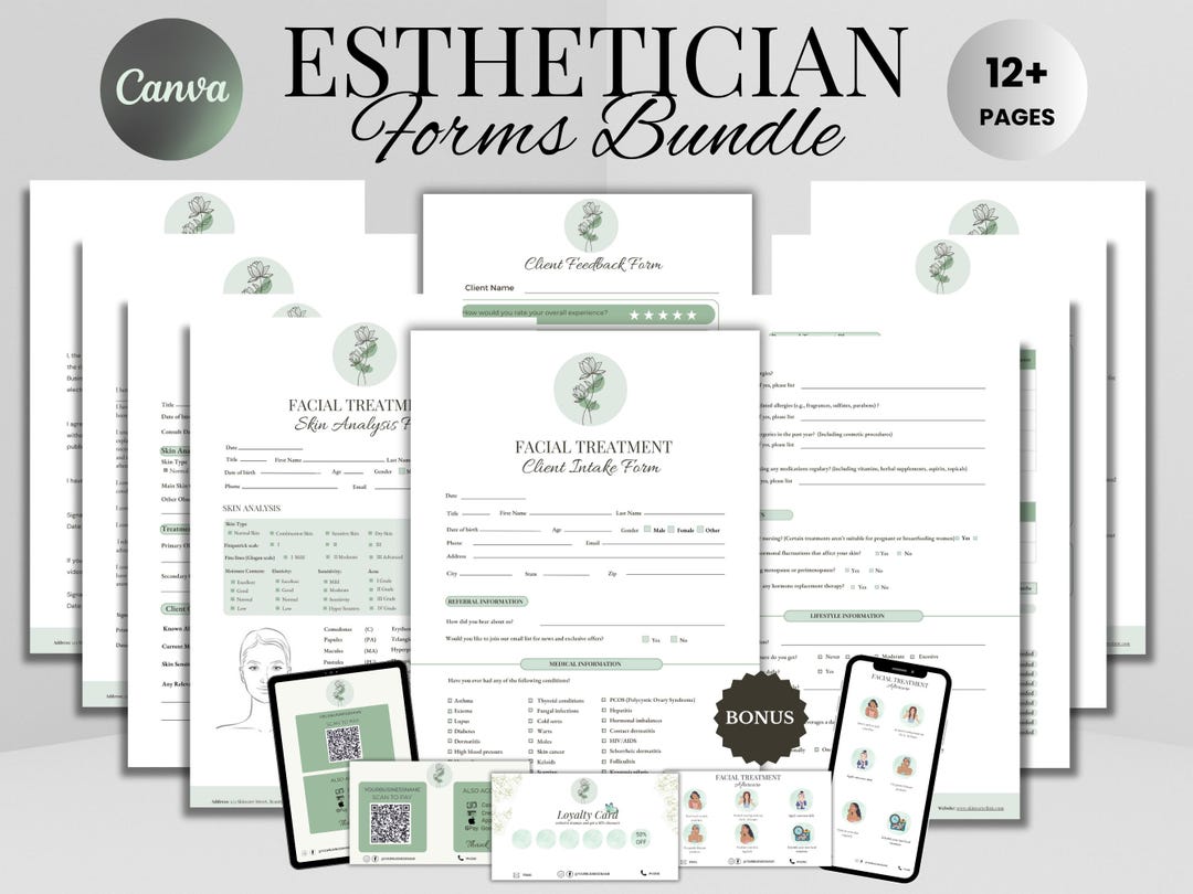 Esthetician Treatment and Consent Forms, Esthetician Intake Forms ...