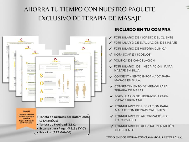 Massage Therapy Forms: Client Intake, SOAP Notes, Consent (canva ...