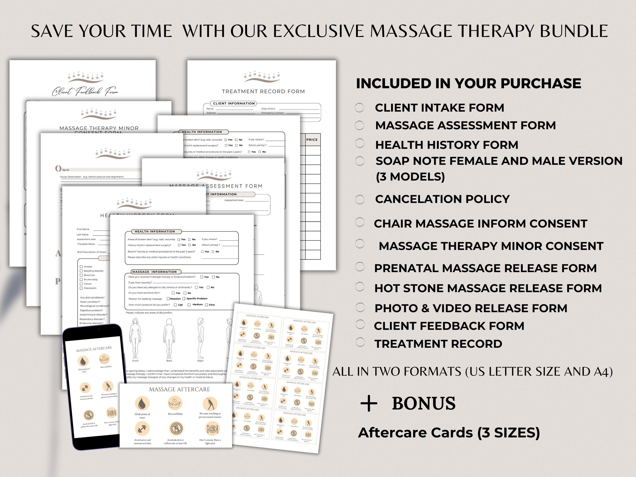 Massage Therapy Consent Forms - Editable Massage Form, Massage Therapy ...