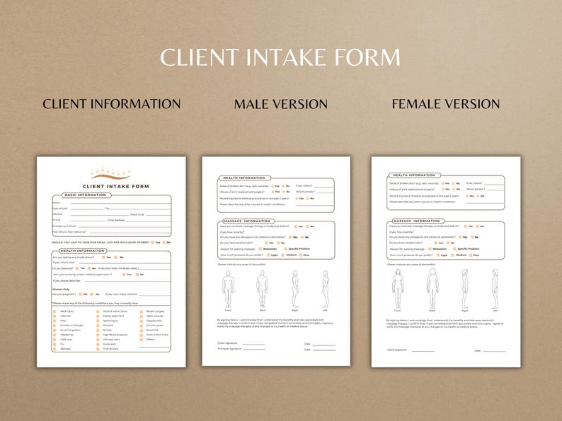 Editable Massage Therapy Forms: Client Intake & Consent (digital Download) - Etsy
