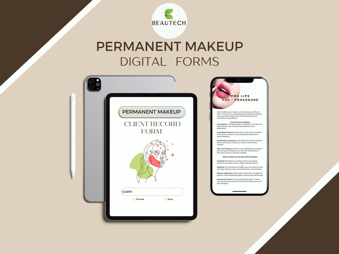 Permanent Makeup Forms: PMU Consent, Aftercare, Client Intake (digital ...