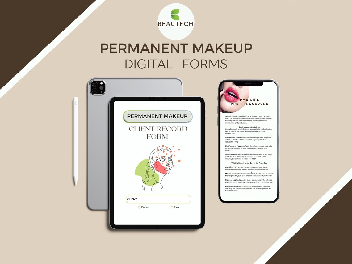 Permanent Makeup Forms: PMU Consent, Aftercare, Client Intake (digital ...