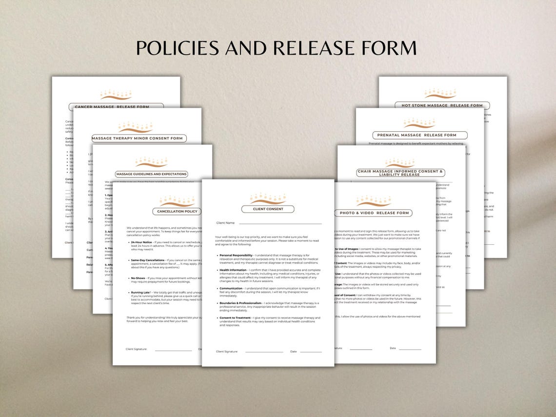 Massage Therapy Consent Forms - Editable Massage Form, Massage Therapy ...