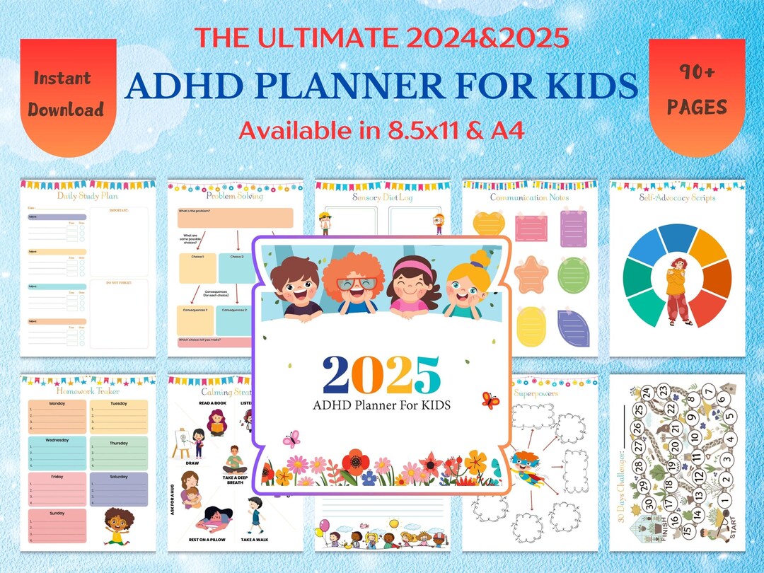 ADHD Worksheet Bundle for Kids, ADHD Kids Planner, Emotional Regulation ...