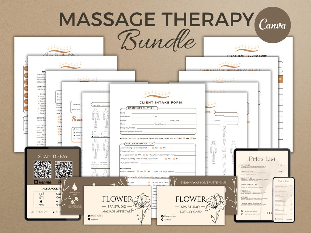 Massage Therapy Forms, Editable Massage Consultation and Waiver Form ...