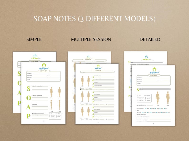 Massage Therapy Forms: Client Intake, SOAP Notes, Anatomy Charts ...