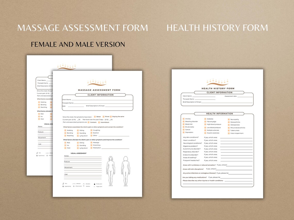Massage Therapy Forms, Editable Massage Consultation and Waiver Form ...