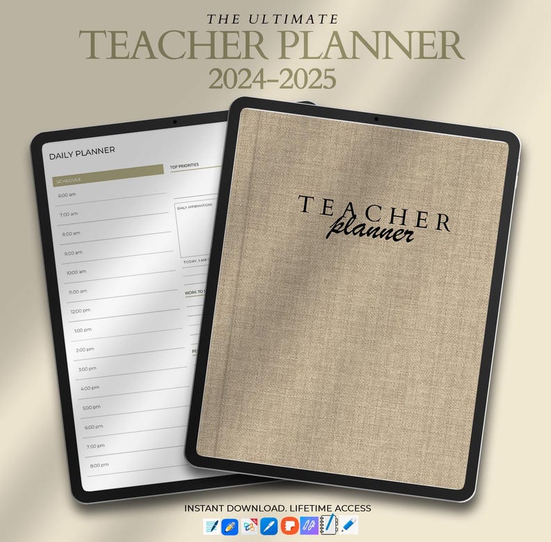 DIGITAL TEACHER PLANNER 2024-2025, Academic Lesson Planner, Lesson Plan ...