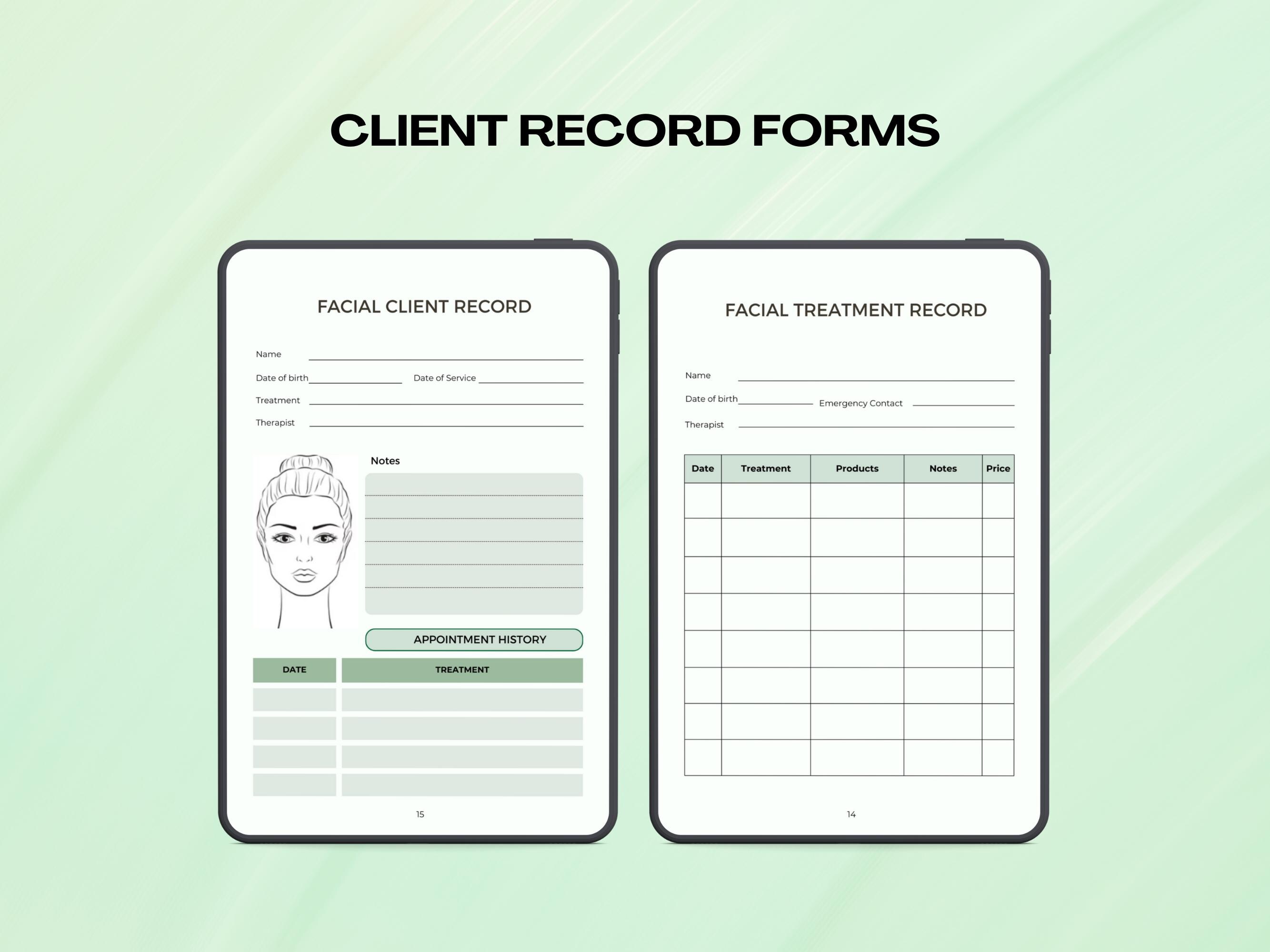 Digital Esthetician Fillable Client Forms | Treatment Planner | Client ...