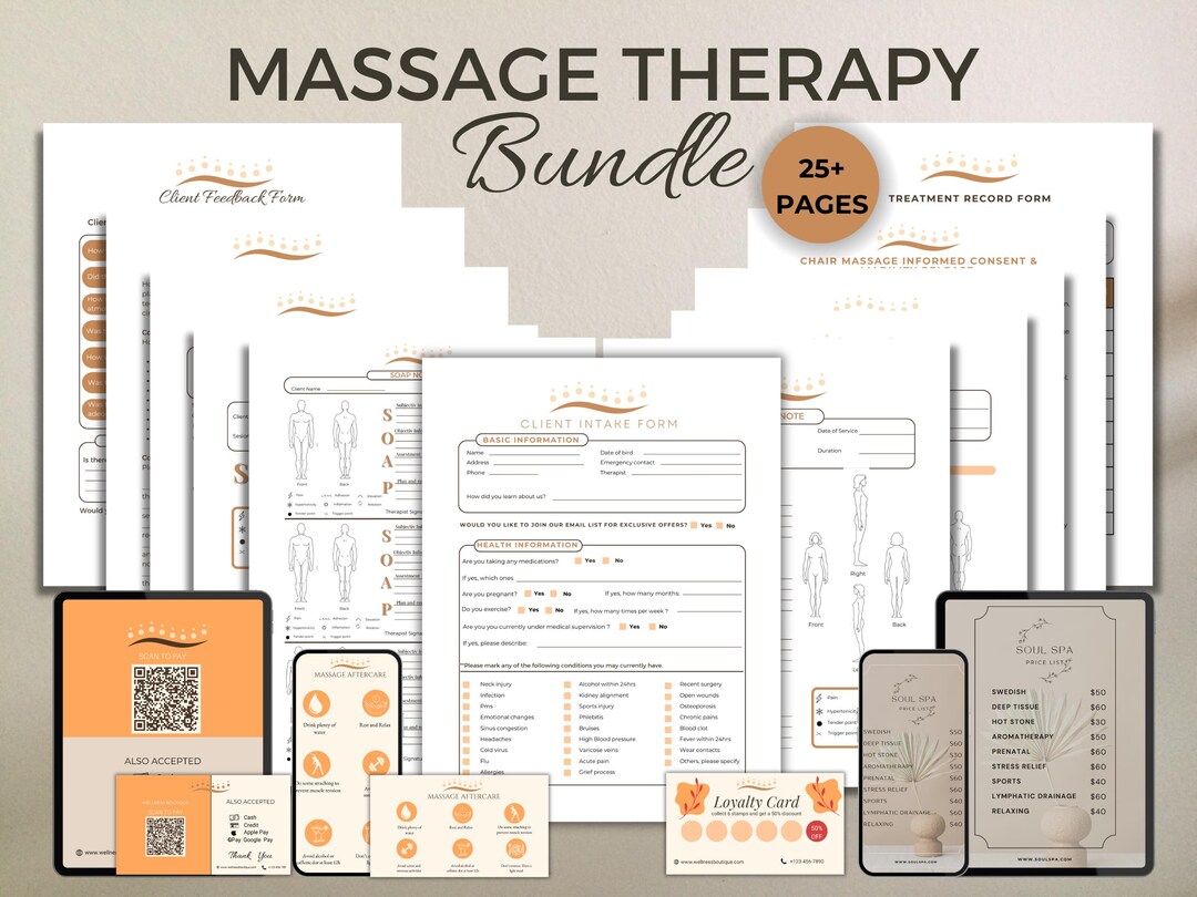 Massage Therapy Forms, Editable Massage Consultation and Waiver Form ...