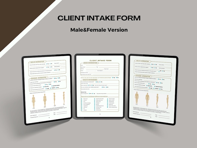 Massage Therapy Forms Bundle: Client Intake Cancellation Policy and ...