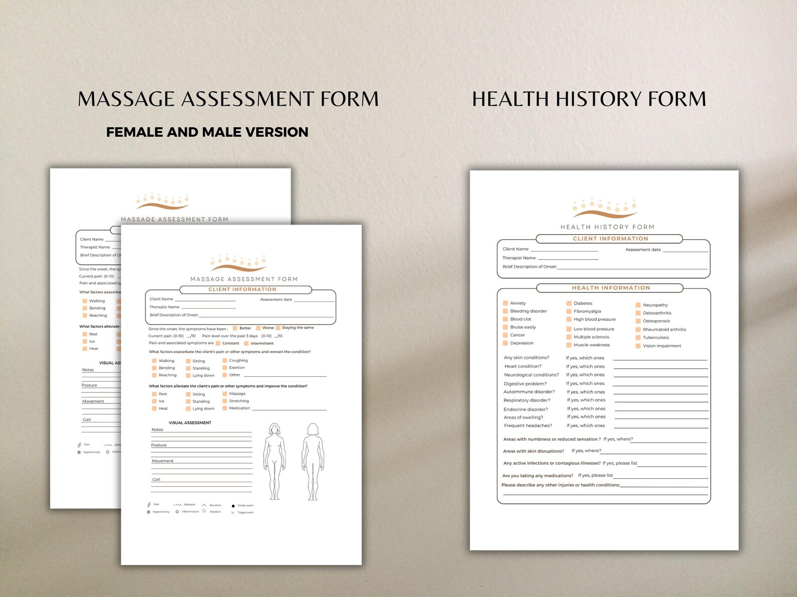 Massage Therapy Forms, Editable Massage Consultation and Waiver Form ...