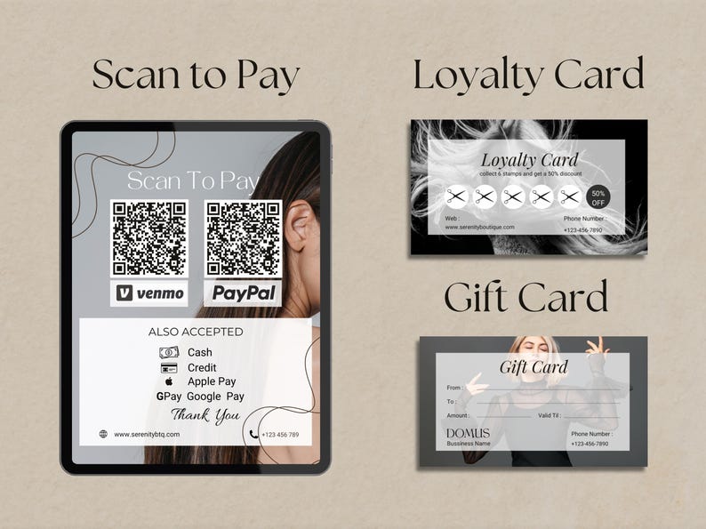 Hair Stylist Business Kit | Price List, Loyalty Card, Scan to Pay Sign ...