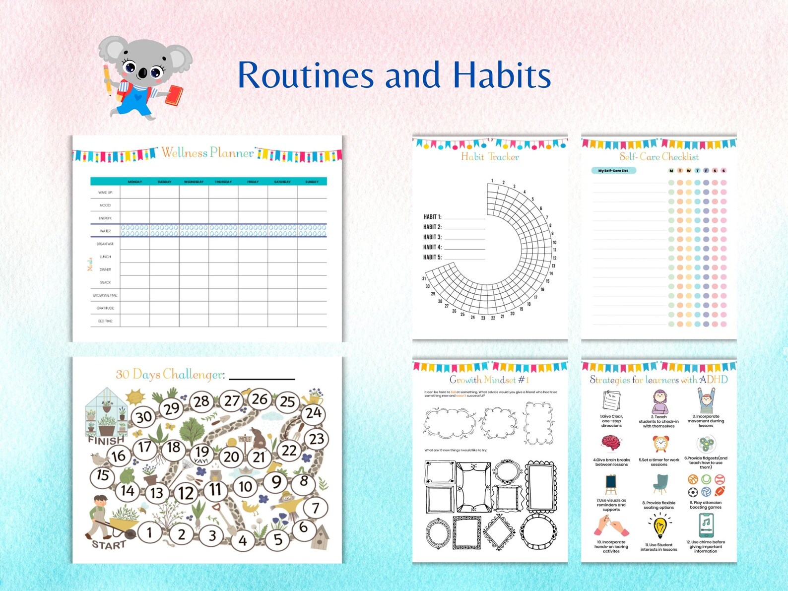 ADHD Worksheet Bundle for Kids, ADHD Kids Planner, Emotional Regulation ...