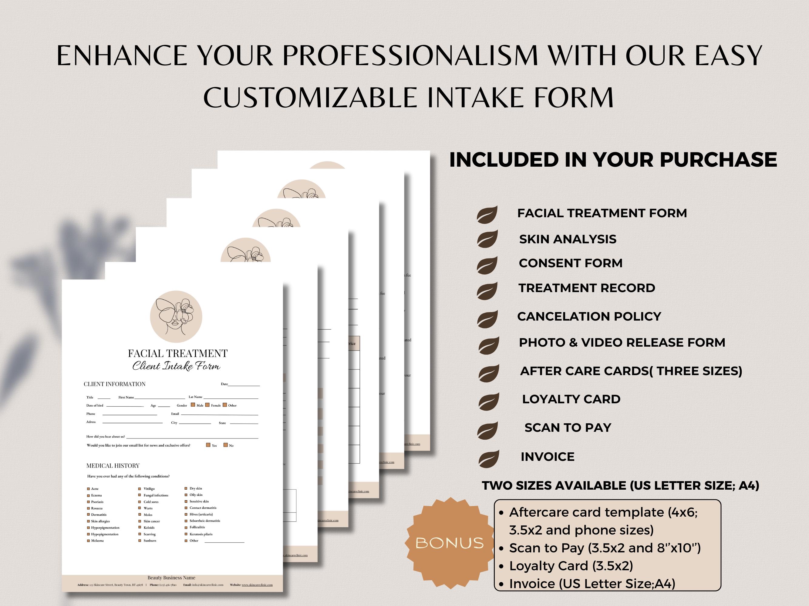 Esthetician Forms, CLIENT INTAKE FORM , Esthetician Consent Form ...