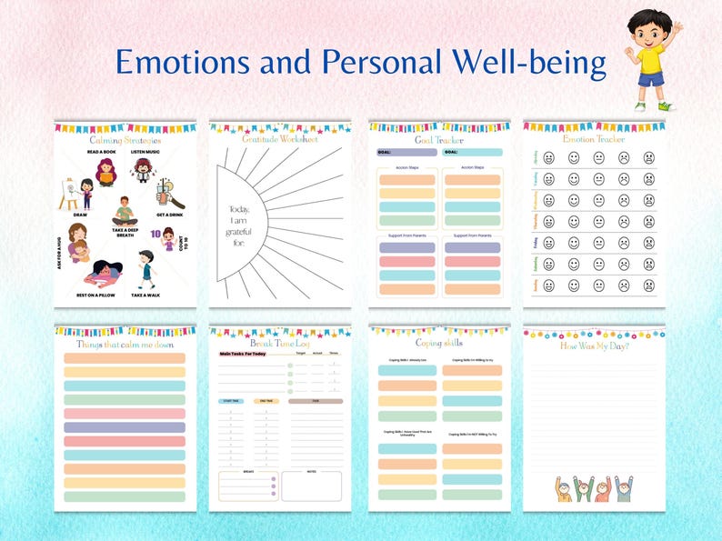 ADHD Worksheet Bundle for Kids, ADHD Kids Planner, Emotional Regulation ...