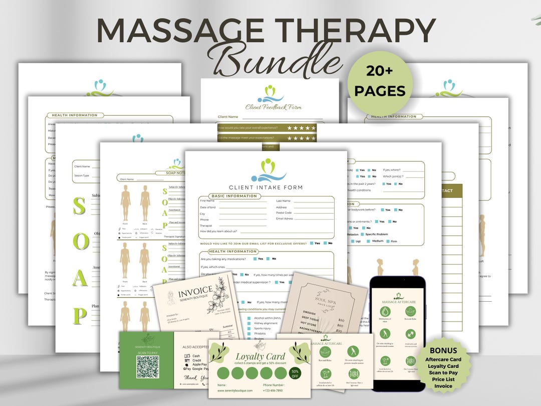 Massage Therapy Treatment Form, Anatomy Charts for Massage Therapists ...