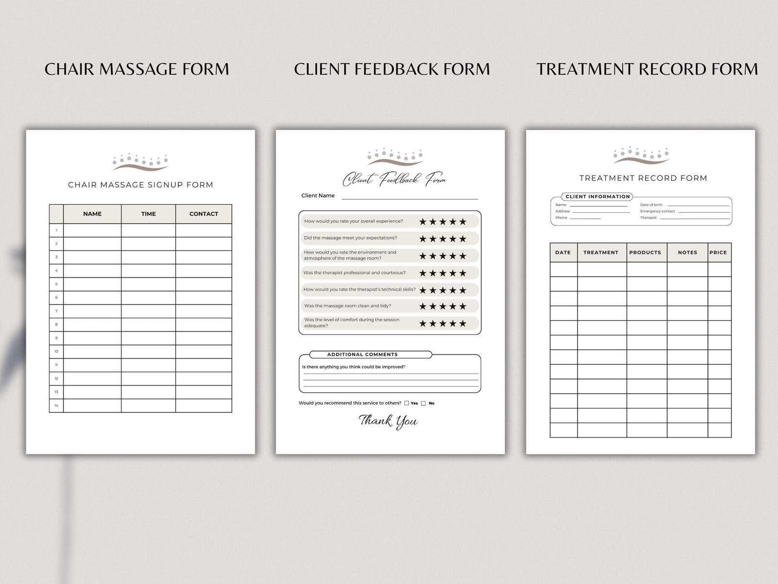 Massage Therapy Consent Forms - Editable Massage Form, Massage Therapy ...