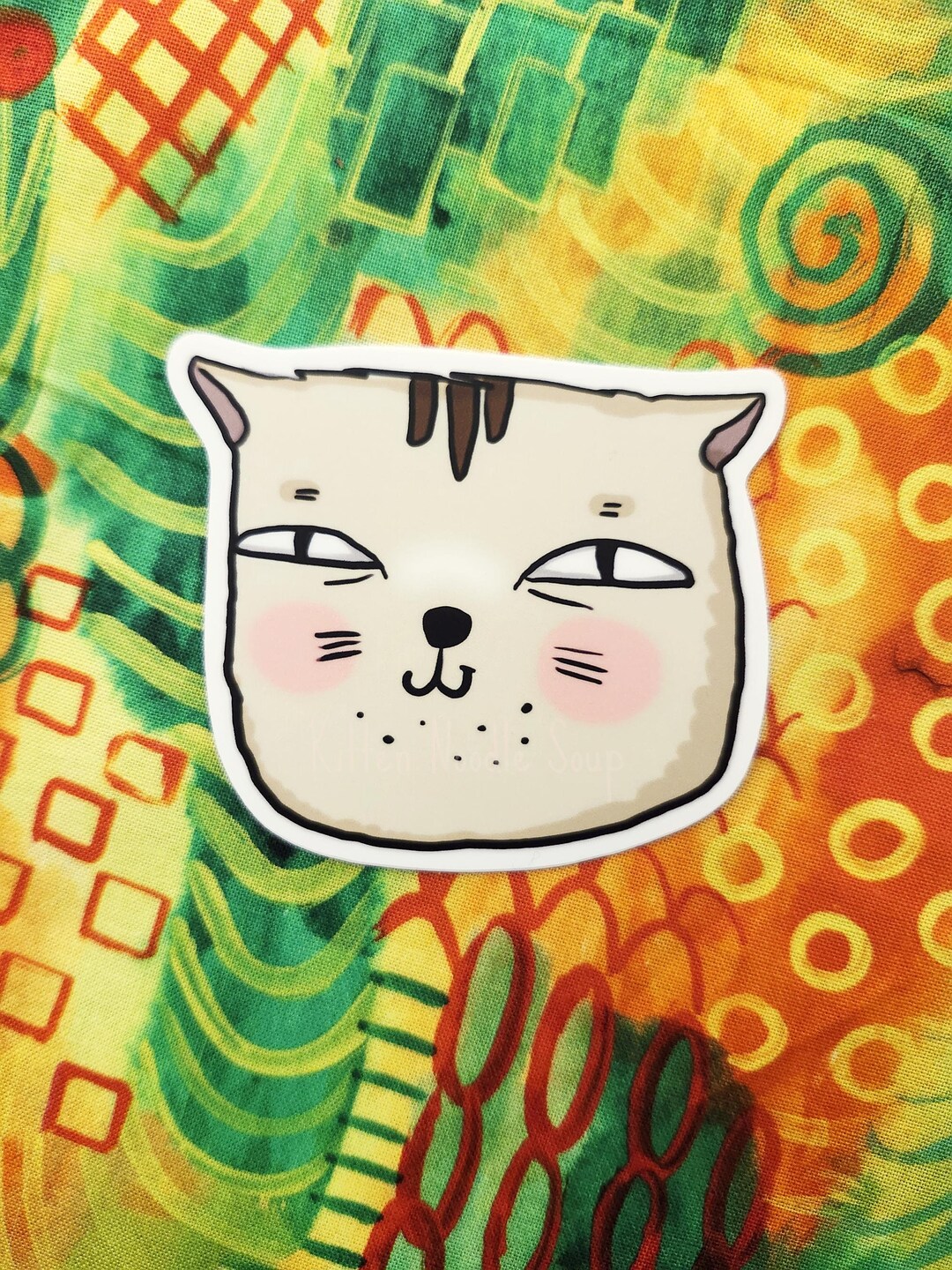 Cartoon Cat Vinyl Sticker: Kitten Noodle Soup Die Cut, Waterproof - Etsy