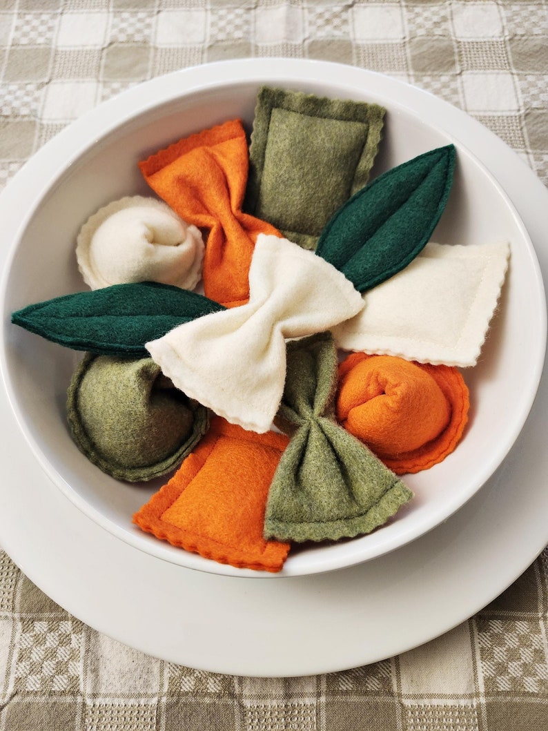 Handmade Felt Crinkle Pawsta Cat Toys | Set of 9 | Tortellini Farfalle ...