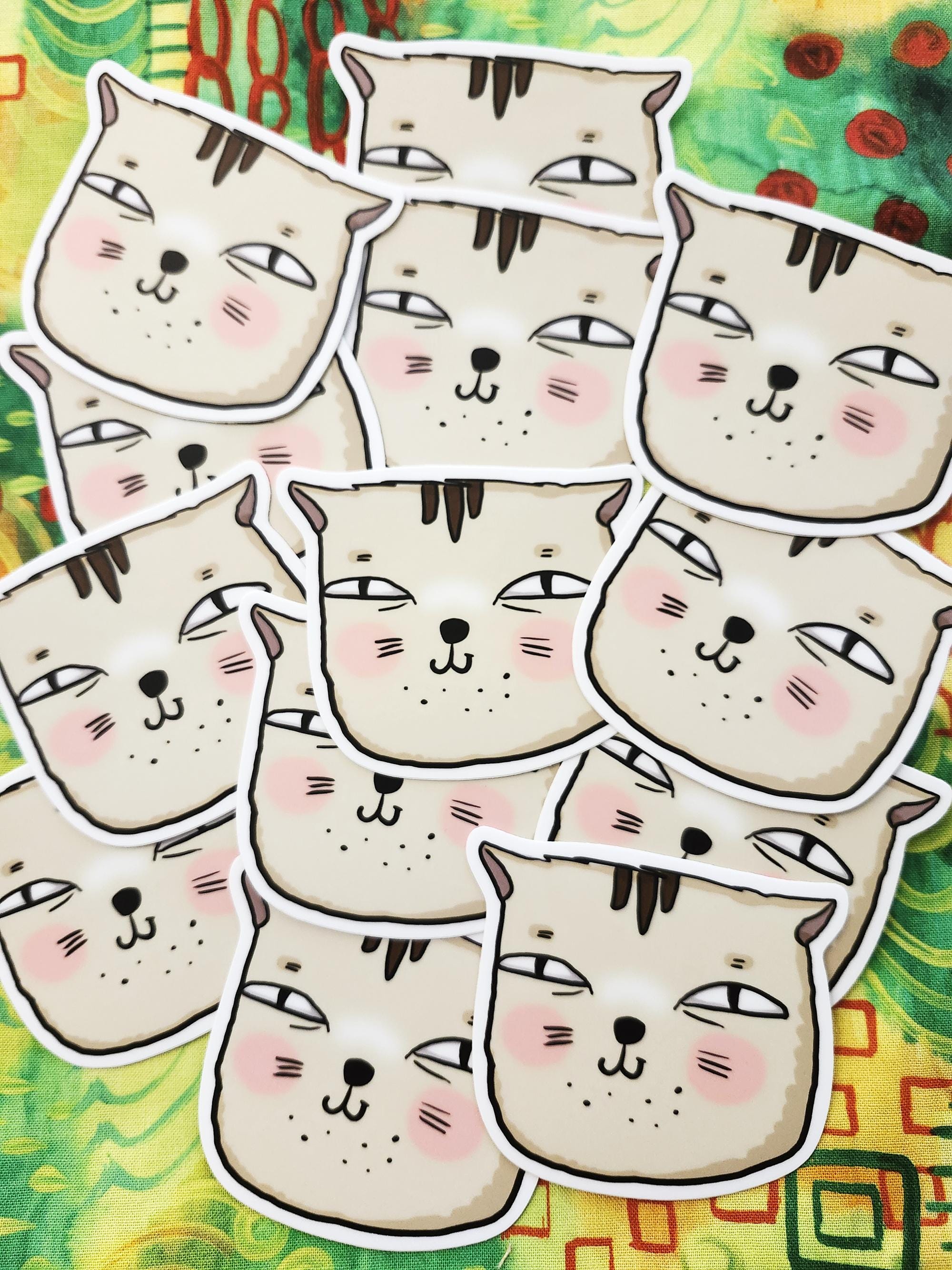 Cartoon Cat Vinyl Sticker: Kitten Noodle Soup Die Cut, Waterproof - Etsy