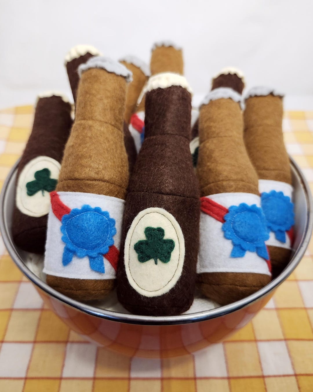 Felt Beer Bottle Stuffed Plush Rattle Cat Toy: Guinn-hiss or CBR ...