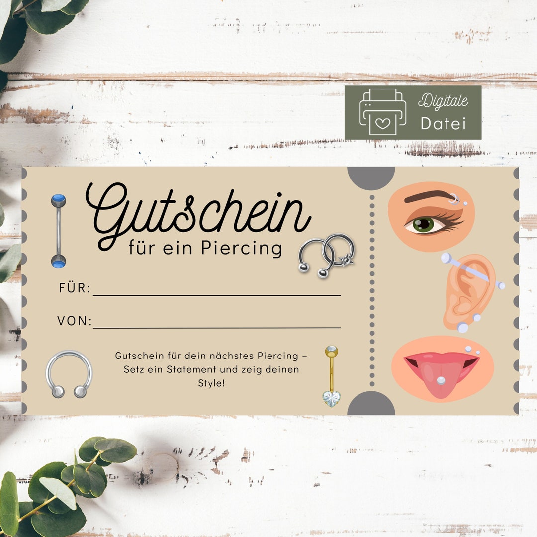 Voucher for Piercing / Digital Voucher / Print Directly ...