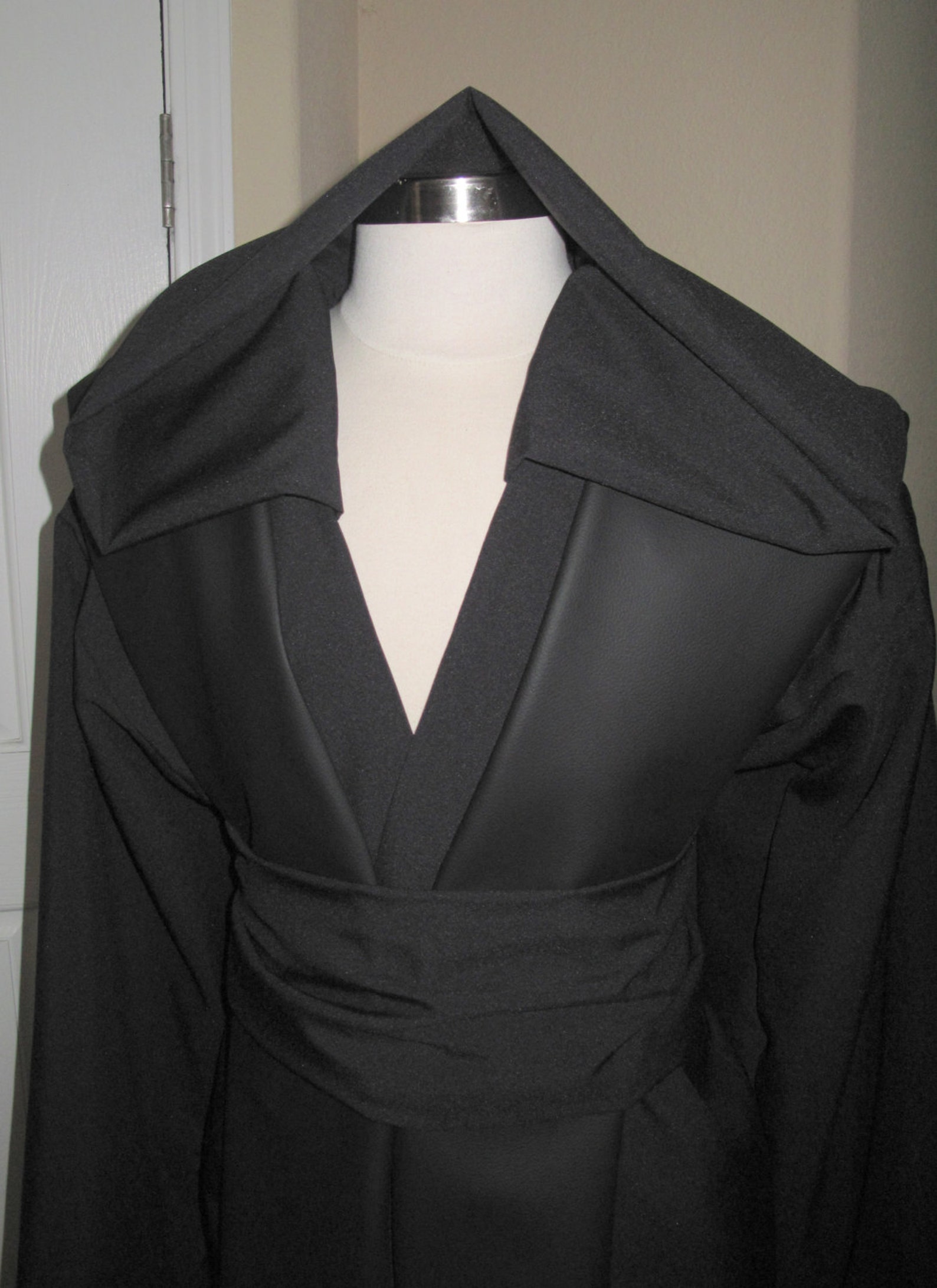 Cosplay Sith Black Suiting Hooded Tunic & Sash Black Pleather | Etsy