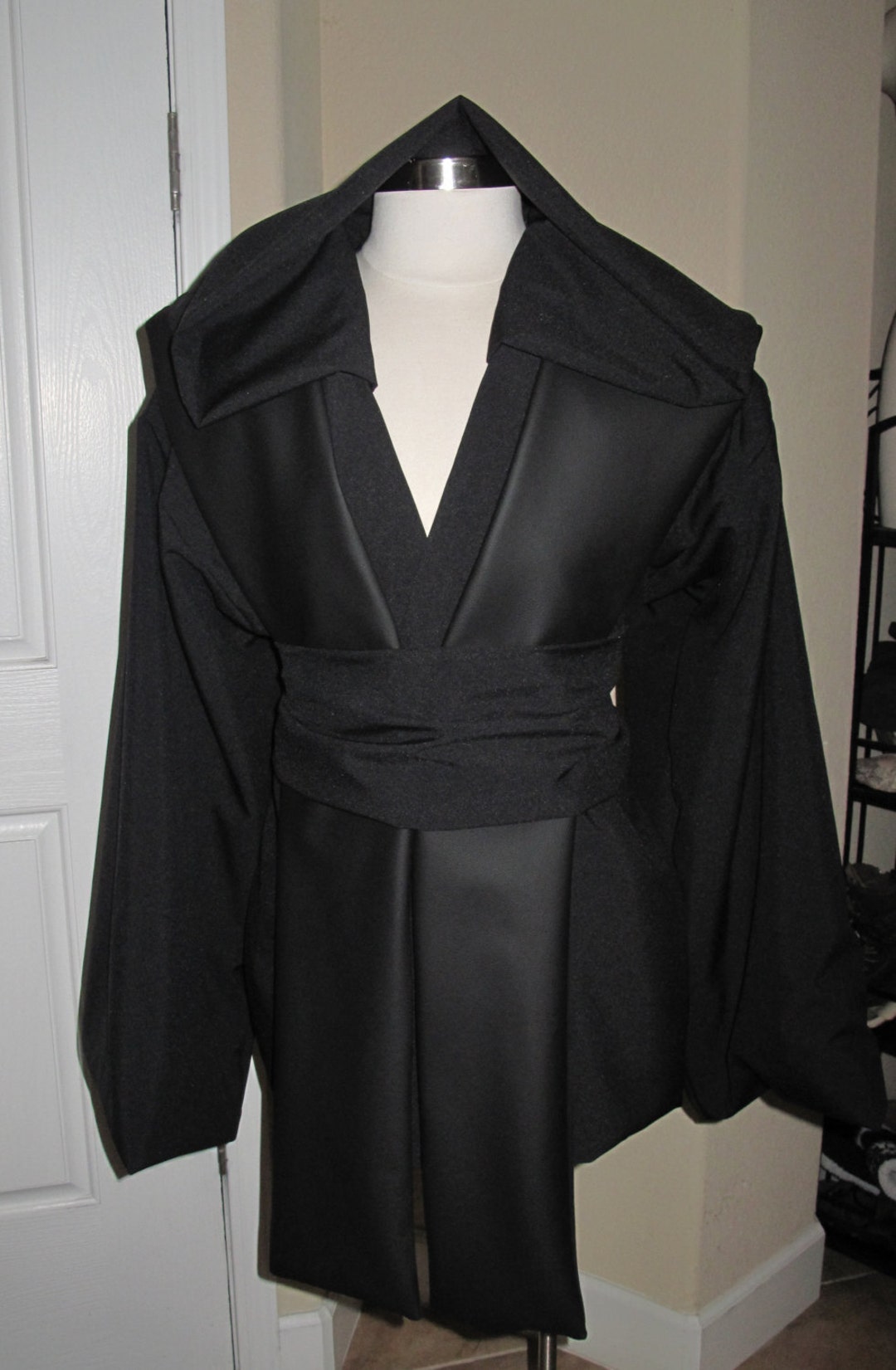 Cosplay Sith Black Suiting Hooded Tunic & Sash, Black Pleather Tabards ...