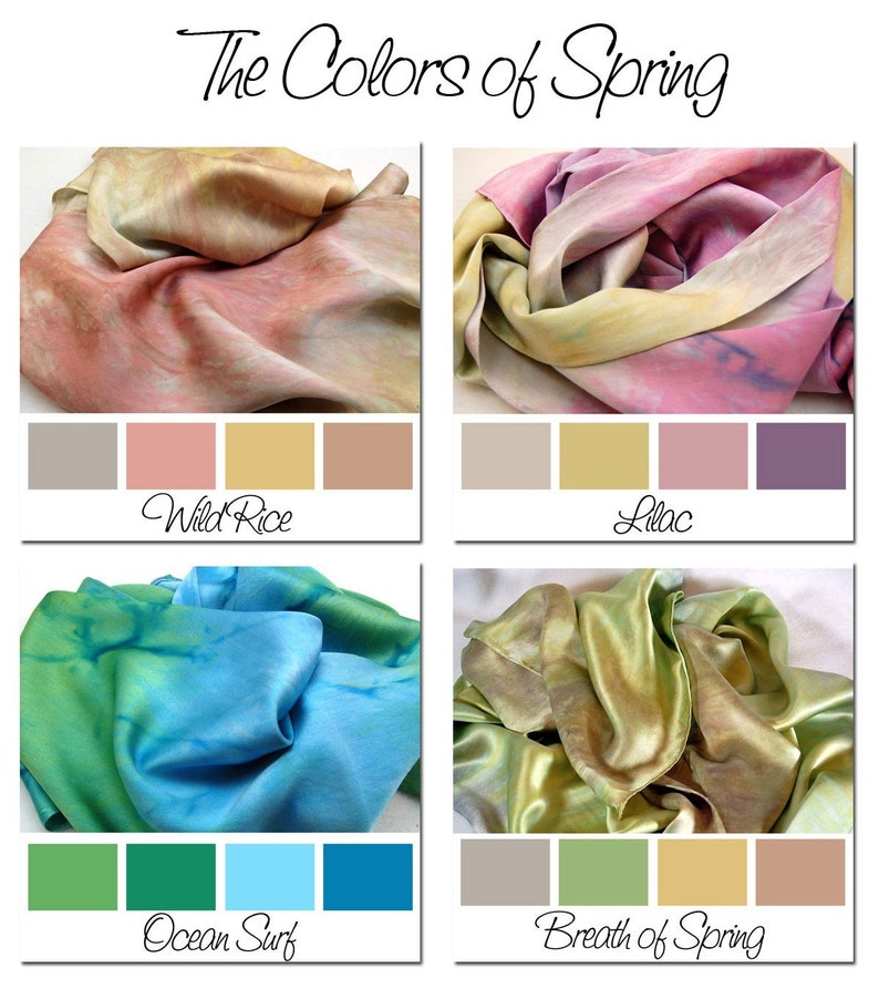 The Colors of Spring...hand Dyed Silk Charmeuse Scarf, Choose Your ...