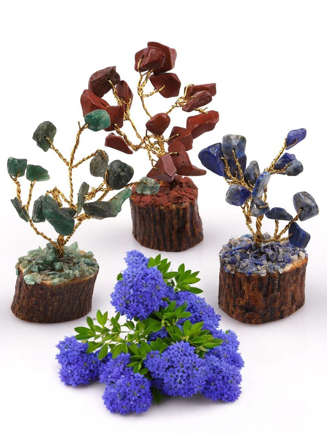 Natural Stone Wire Wrapped 12-piece Decorative Tree Set,multi Gemstone ...