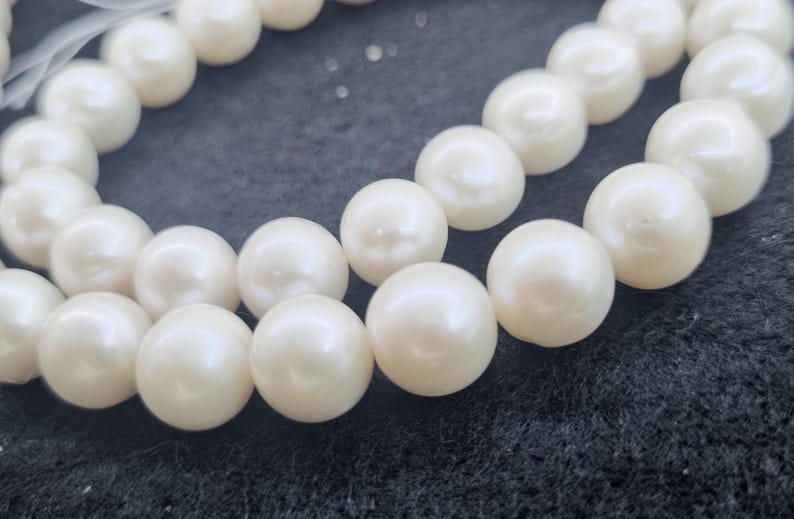 PEARL Natural Stone Sphere Cut ,10mm,8mm,6mm, Rope Pearls, White Round ...