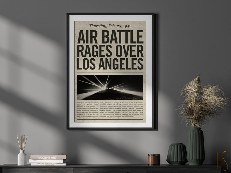UFO Air Battle Over Los Angeles - Vintage Newspaper Print (digital ...