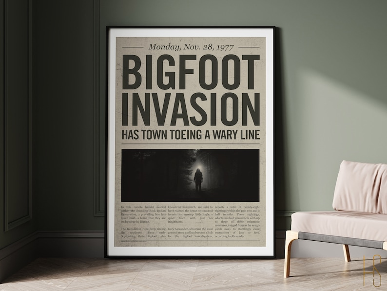 Bigfoot - Bigfoot Invasion - Newspaper Headline Inspired Digital ...